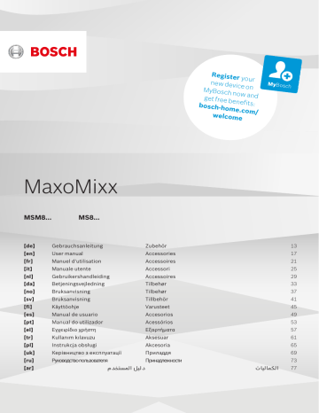 Bosch MS8CM6190/01 Blender rod Brugervejledning | Manualzz