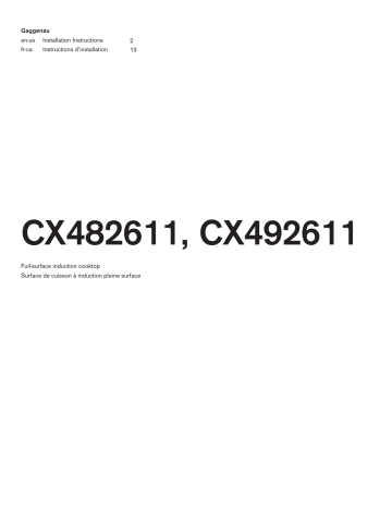 Gaggenau Induction Cooktop CX482611, CX492611 Installation Instructions ...