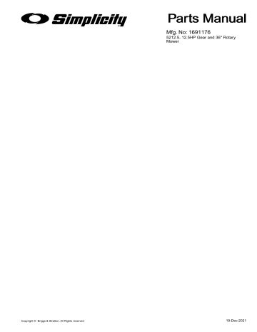 Simplicity 5212.5, 12.5HP Gear and 36" Rotary Mower Manual | Manualzz