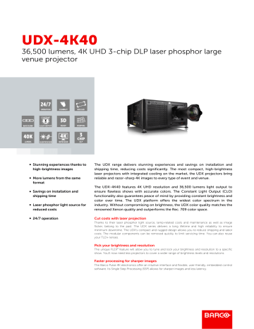Barco UDX-4K40 Projector Product sheet | Manualzz