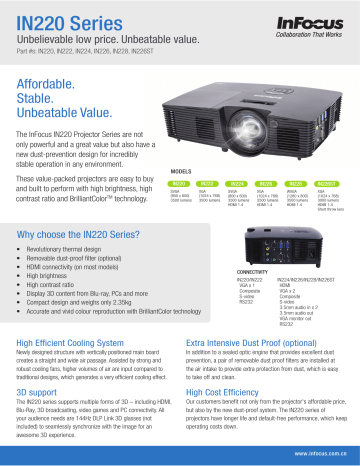 InFocus IN220 Projector Product sheet | Manualzz