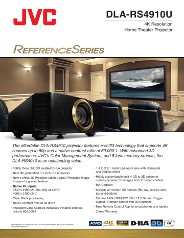 JVC DLA-RS4910 Projector Product sheet | Manualzz