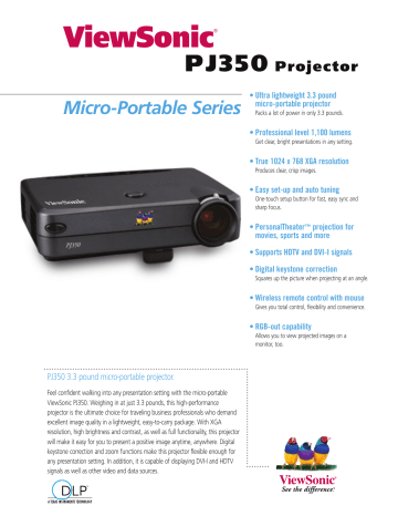 ViewSonic PJ350 Projector Product sheet | Manualzz