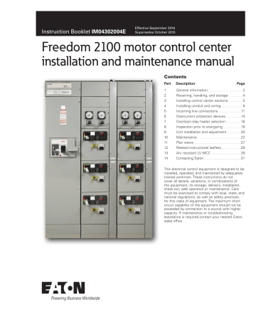 Eaton Freedom MCC Installation Manual | Manualzz