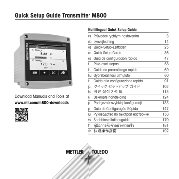 Mettler Toledo Transmitter M800Transmitter M800 Mode d'emploi | Manualzz