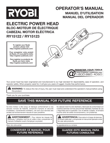 Ryobi RY15122, RY15123 Manual Del Operador | Manualzz