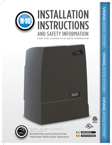 Viking H-10 Slide Gate Operator User Manual | Manualzz