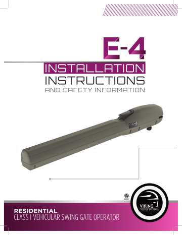 Viking E-4 Swing Gate Operator User Manual | Manualzz