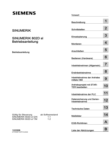 Siemens SINUMERIK 802D sl Betriebsanleitung | Manualzz