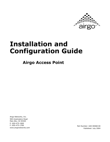 Airgo Access Point Installation and Configuration Guide | Manualzz