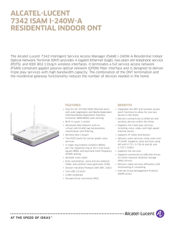 Alcatel-Lucent ISAM I-240W-A Datasheet | Manualzz