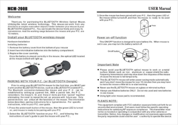 Archer Wireless MCM-200B wireless optical mouse User manual | Manualzz