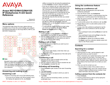 Avaya IP Deskphones 9621G, 9641G, 9641GS Quick Reference | Manualzz