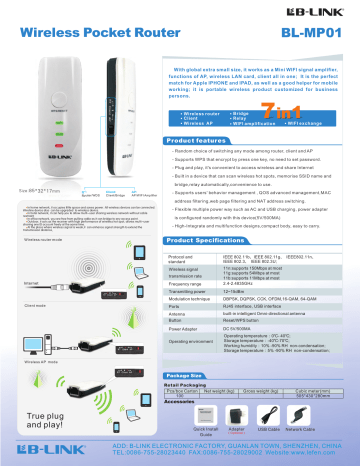 Wireless Pocket Router BL-MP01 User Manual | Manualzz