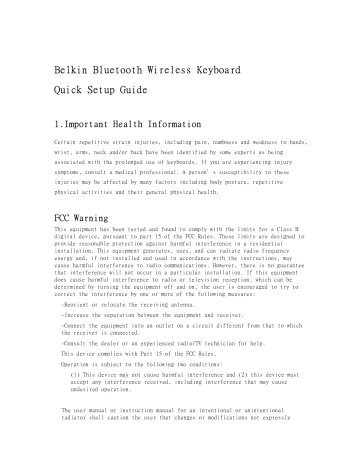 Belkin Bluetooth wireless keyboard Quick Setup Guide | Manualzz