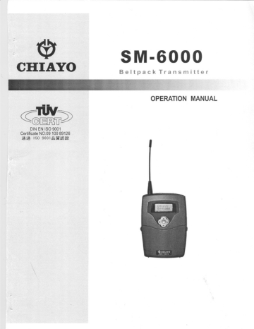 beltpack transmitter SM 6000 Operation Manual | Manualzz