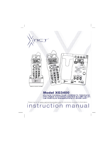 Xact Cordless Telephone XG3400 Instruction Manual | Manualzz