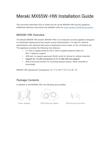 Meraki MX65W-HW Installation Guide | Manualzz