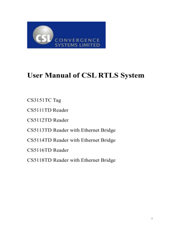 Convergence Systems UB4CS3151TC RFIDReader User Manual | Manualzz