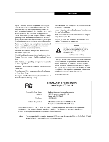 Fujitsu Stylistic ST5000 User's Guide | Manualzz