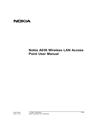 Nokia A036 Wireless LAN Access Point User Manual | Manualzz