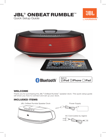 JBL OnBeat Rumble Quick Setup Guide | Manualzz