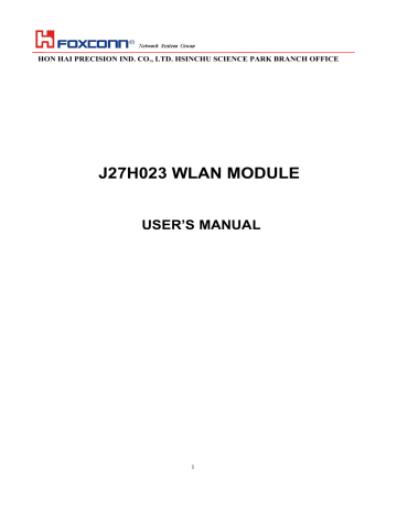 J27H023 WLAN Module User Manual | Manualzz