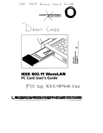 Lucent Technologies IEEE 802.11 WaveLAN PC Card User’s Guide | Manualzz