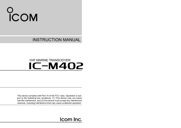 ICOM VHF marine transceiver M402 Instruction Manual | Manualzz