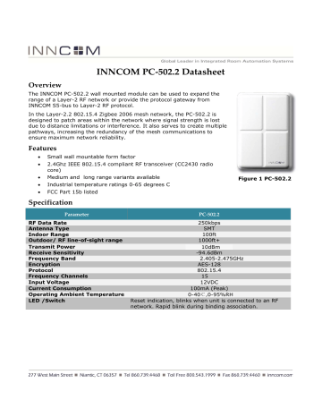 INNCOM International GTC025010 PC-502.2 User Manual | Manualzz