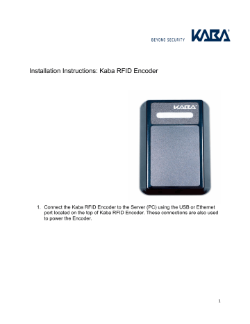 Kaba RFID Encoder Installation Instructions | Manualzz