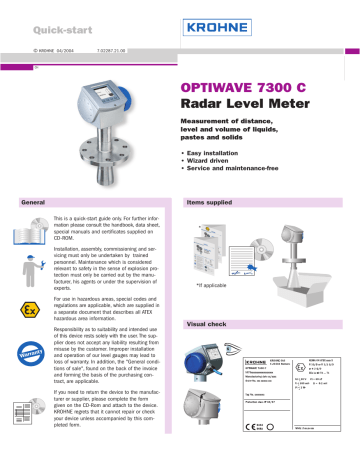KROHNE OPTIWAVE 7300 C Quick-start Guide | Manualzz