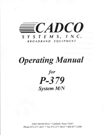 CADCO P-379 Agile Processor Operating Manual | Manualzz