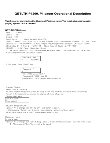 LEETEK QBTLTK-P1200 P1 Coaster Pager System Manual | Manualzz