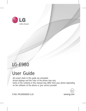 LG E980 User Guide | Manualzz