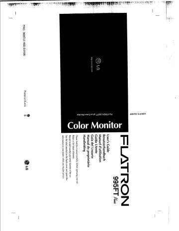 LG FLATRON 995FT Plus Color Monitor User's Guide | Manualzz
