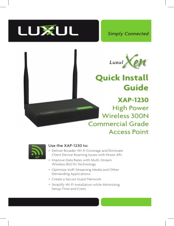 Luxul XAP-1230 Quick Install Guide | Manualzz