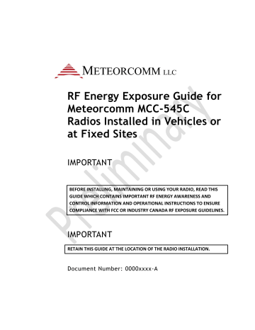 Meteorcomm MCC-545C RF Energy Exposure Guide | Manualzz