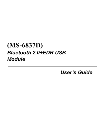 Bluetooth Module MS-6837D User's Guide | Manualzz