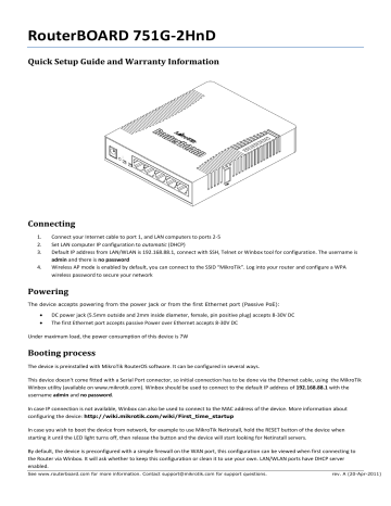 RouterBOARD 751G-2HnD Quick Setup Guide | Manualzz