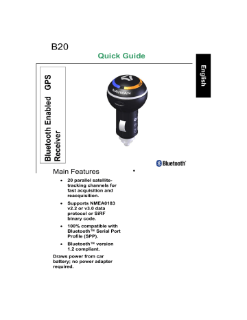 GPS Receiver B20 Bluetooth Enabled Quick Guide | Manualzz