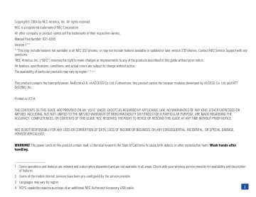 NEC 232 Wireless Phone User Guide | Manualzz