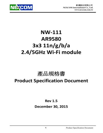 Wi-Fi module NW 111 - Product Specification Document | Manualzz