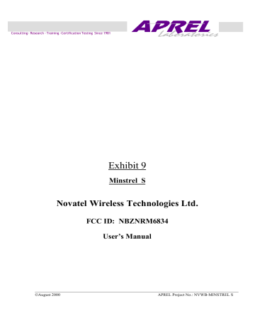 Novatel Wireless Minstrel S User's Manual | Manualzz