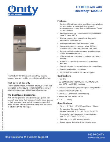 Onity R32-HT34RFIDBT HT34RFID BTLE User Manual | Manualzz