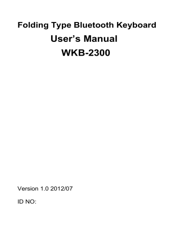 Bluetooth keyboard WKB-2300 User Manual | Manualzz
