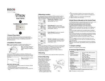 Ris JE4RWT6G915 WLGLASSBREAK DETECTOR 915MHZ User Manual | Manualzz