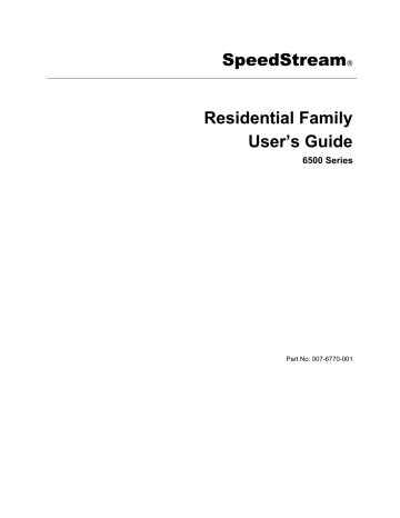 SpeedStream Residential Gateway 6500 Series User’s Guide | Manualzz