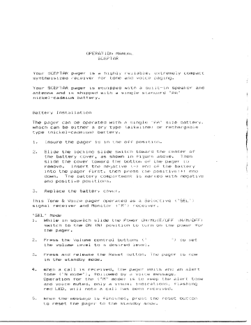 SCA SCEPTAR pager Operation manual | Manualzz