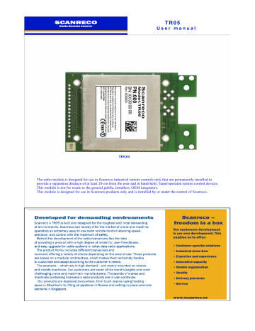 Scanreco Radio remote control TR05 User Manual | Manualzz